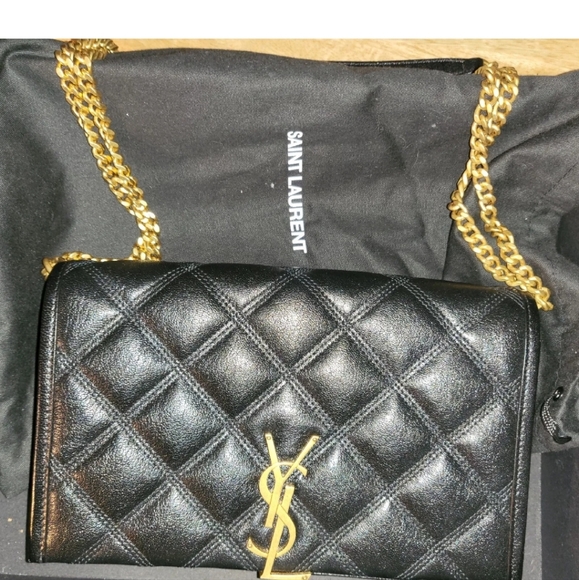 Yves Saint Laurent | Bags | Ysl Small Becky Quilted Leather Wallet Bag ...